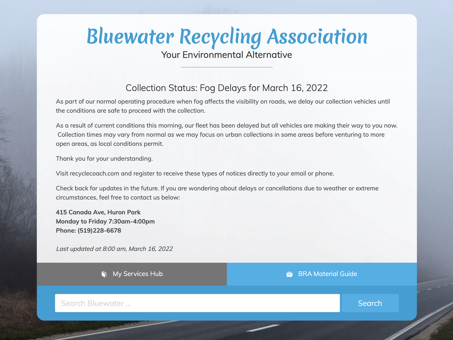 fog delay March 15th - Municipality of Morris-Turnberry